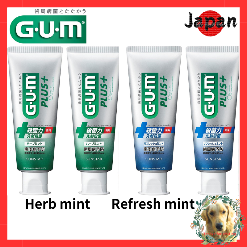 GUM Plus Dental Paste Medicated Toothpaste Herb, Refresh mint 120g x2 ...