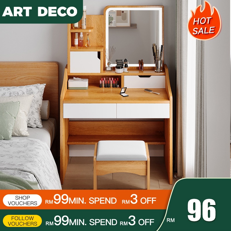 Meja Solek Dressing table With Led Mirror Makeup Table Bedroom Table ...