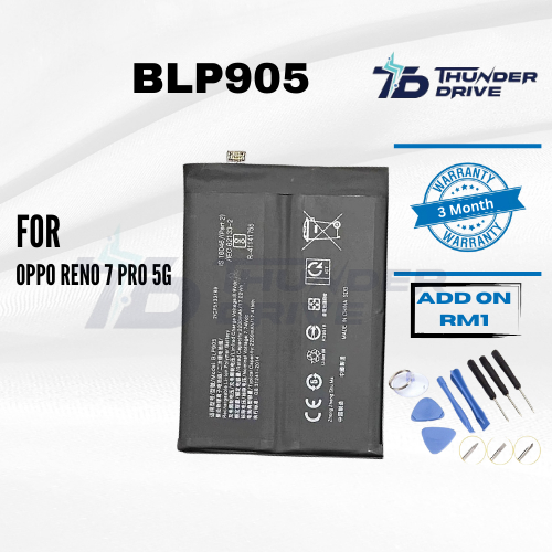 Thunder Drive Battery Compatible For Opo Reno 7 Pro G BLP905 | Shopee ...