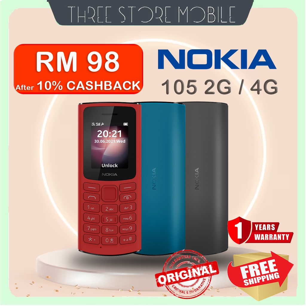 [MY Set] Original Nokia 105 4G Basic Mobile Phone / 1.77" QQVGA / 1450 ...