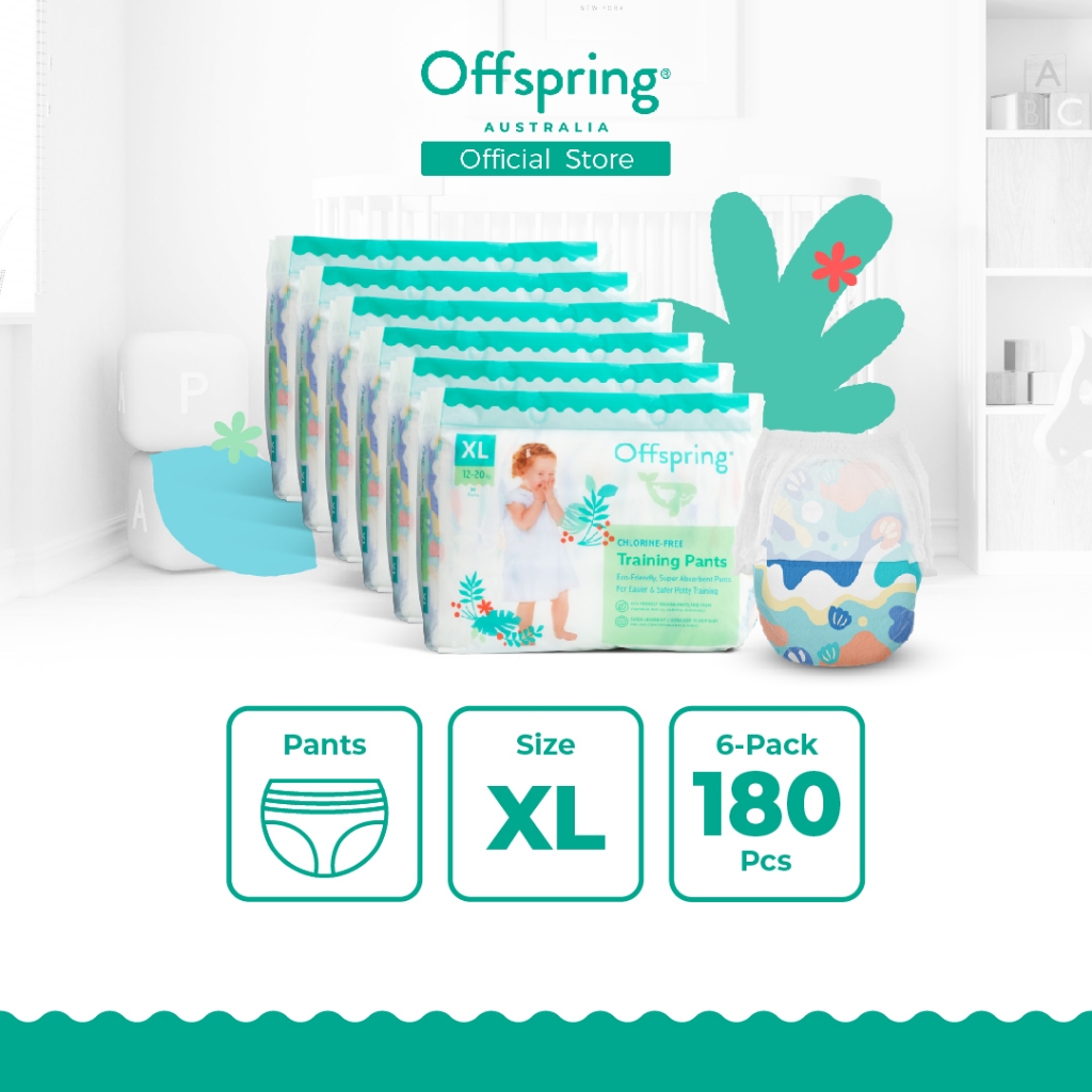 Offspring Fashion Baby Diapers Pants XL (180pcs) [6 Packs] | Shopee ...