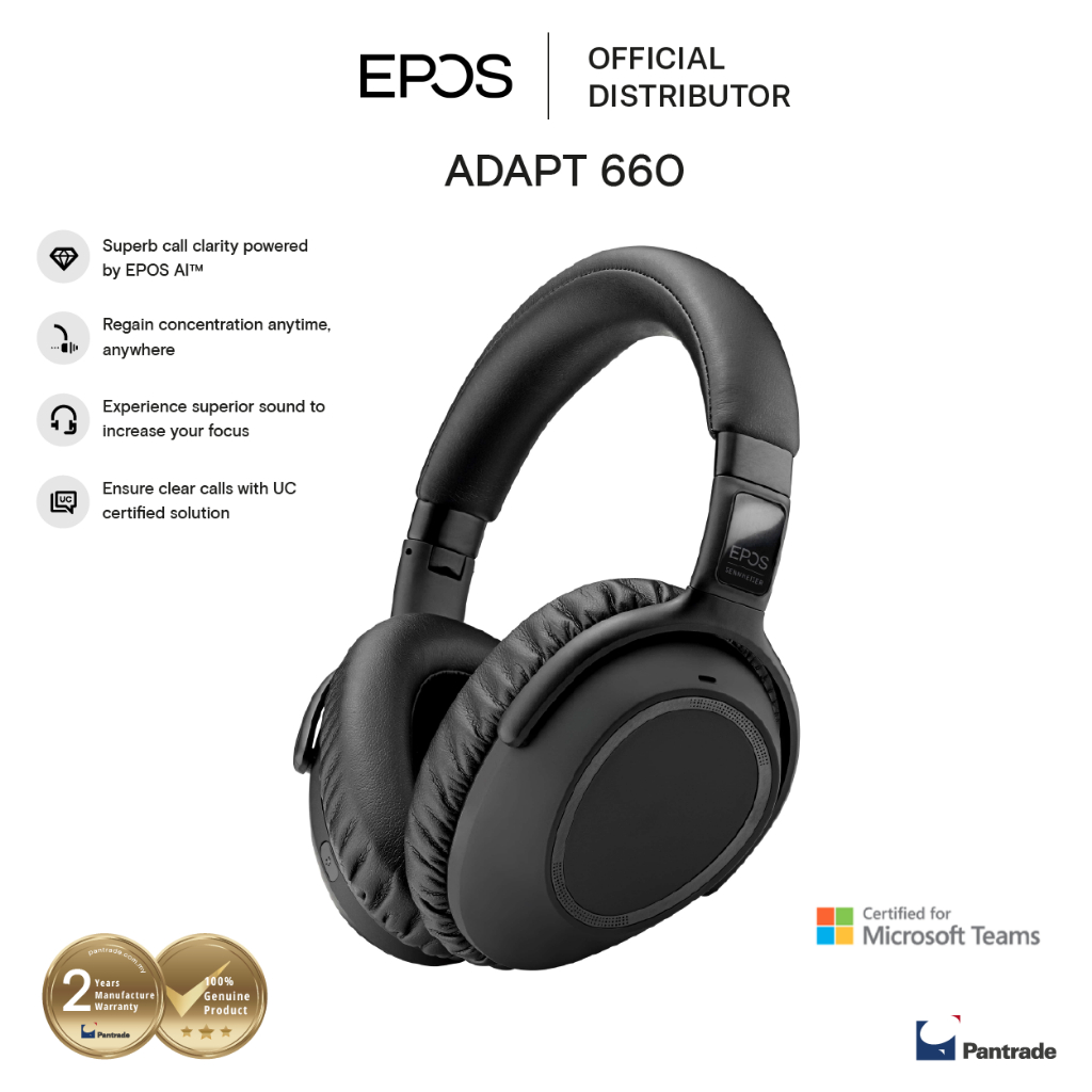EPOS | Sennheiser ADAPT 660 ANC Over-Ear Bluetooth Headset | Shopee ...