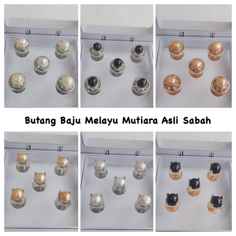 (FREE BOX) Butang Baju Melayu Mutiara Asli Sabah Freshwater Pearl ...