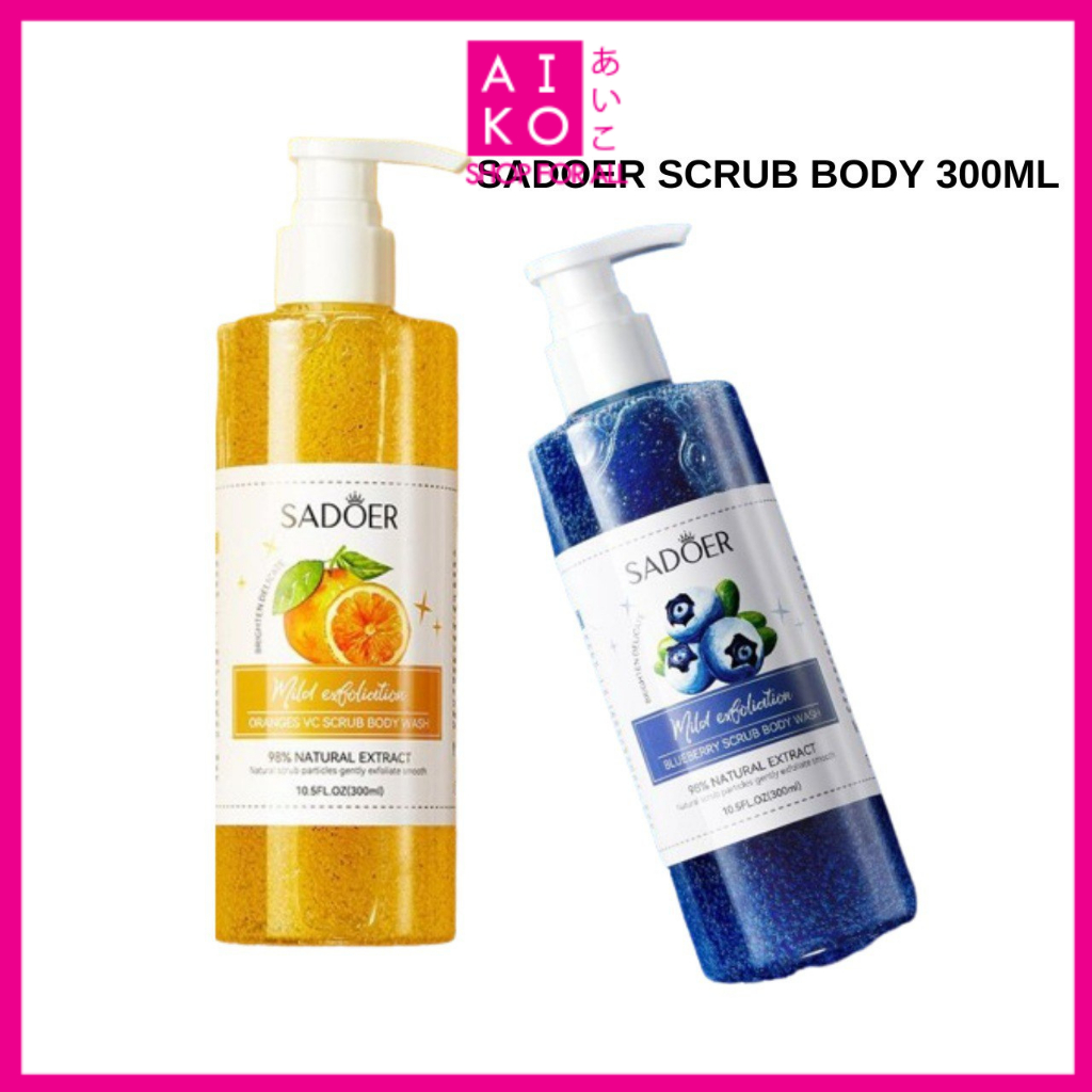 (AIKO)SADOER BODY SCRUB SHOWER GEL 300ML (BLUEBERRY / ORANGE) | Shopee Malaysia