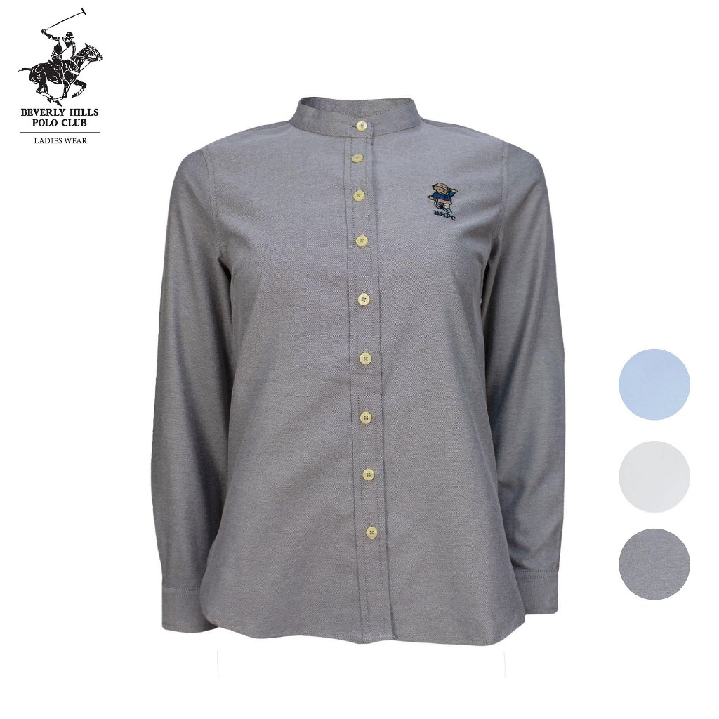 BHPC Women Polo Long Sleeve Woven Shirt Bear Collection | Shopee Malaysia