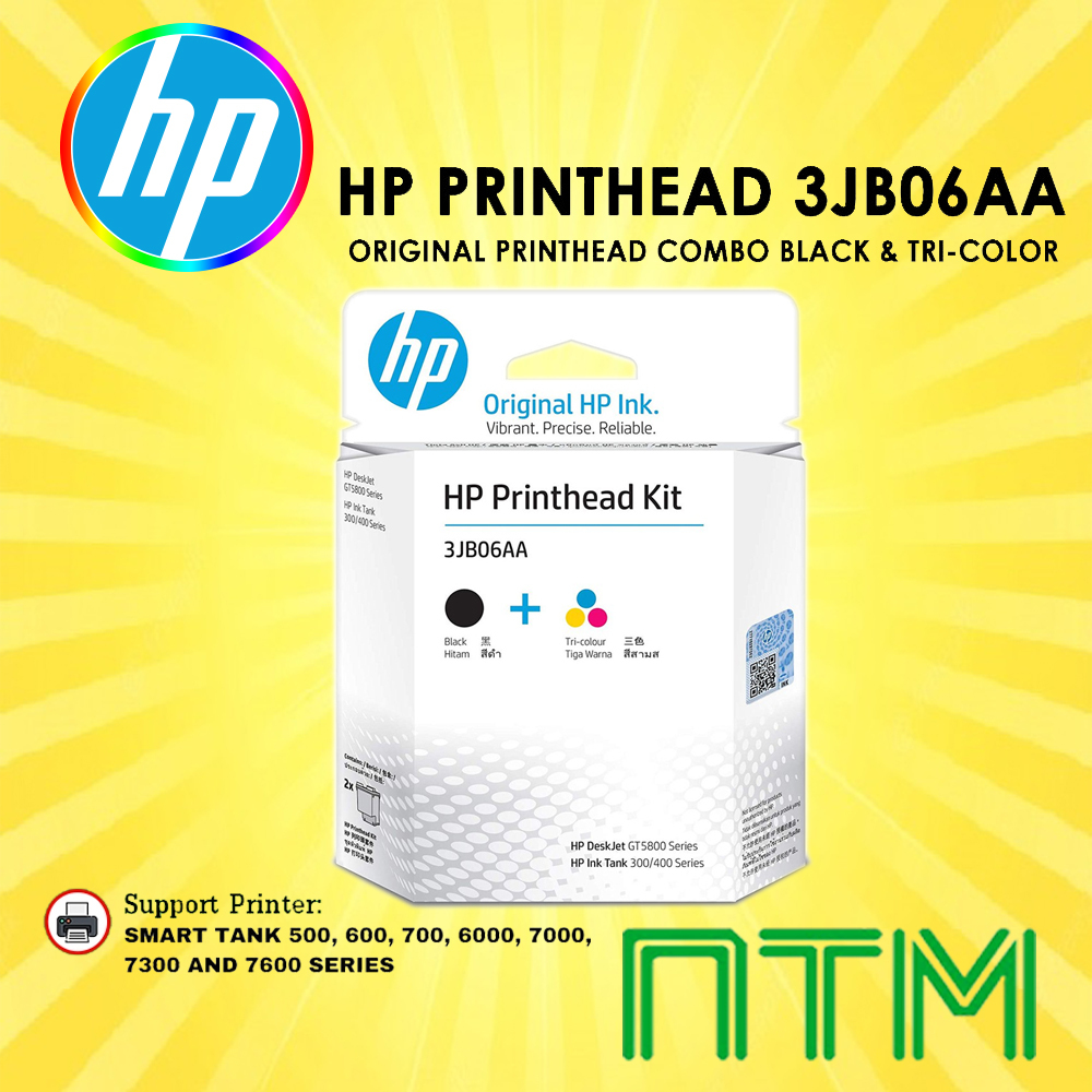 HP GT51/GT52 Printhead Replacement Kit 3JB06AA Black M0H51A/Tri-Color ...