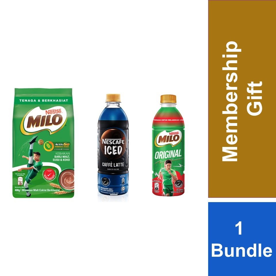 [Membership Redemption] Milo Activ-Go 400g + Nescafe Iced Caffe Latte + Milo Activ-Go Original ...