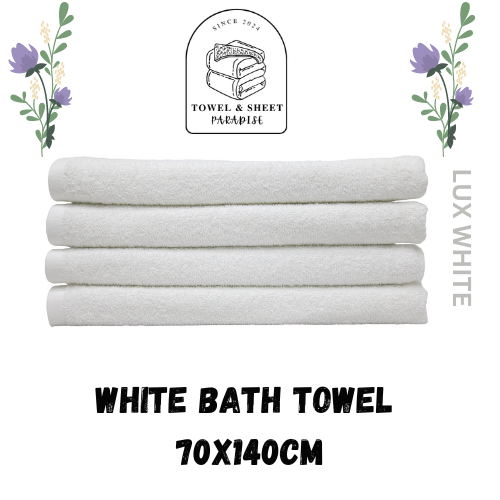 TUALA PUTIH HOTEL QUALITY Lux White Bath Towel - Tuala Mandi Dewasa ...