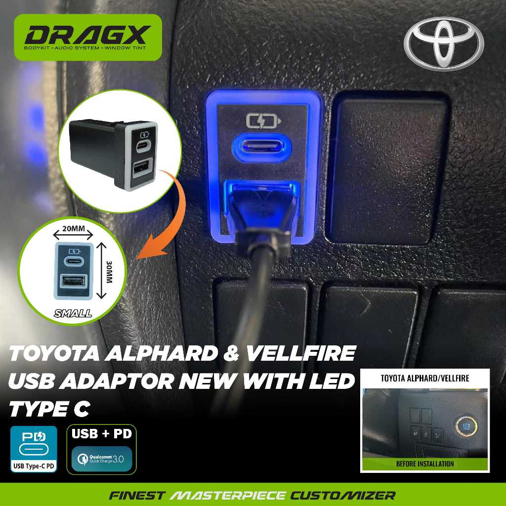 🔥READY STOCK 🔥TOYOTA USB ADAPTOR TOYOTA NEW WITH LED TYPE C | Shopee ...