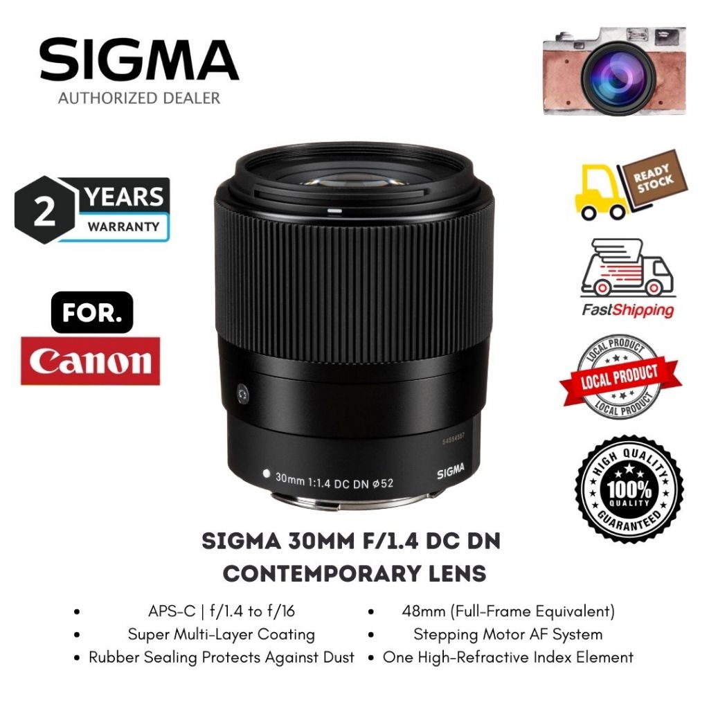 Sigma 30mm f/1.4 DC DN Contemporary Lens For Canon EF-M EFM ( 2 Year ...