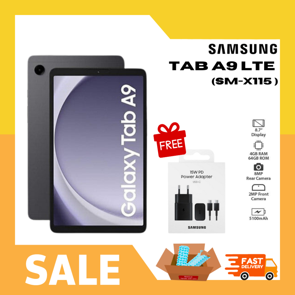 SAMSUNG TAB A9 LTE SM-X115 4+64GB ORIGINAL 1 YEAR WARRANTY | Shopee ...