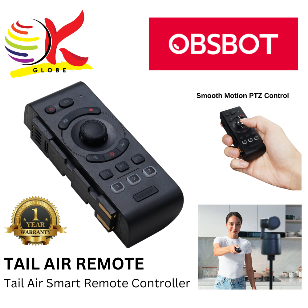 OBSBOT TAIL AIR SMART REMOTE CONTROLLER WITH SMOOTH MONTION PTZ CONTROL& WIRELESS CONNECT UP TO ...