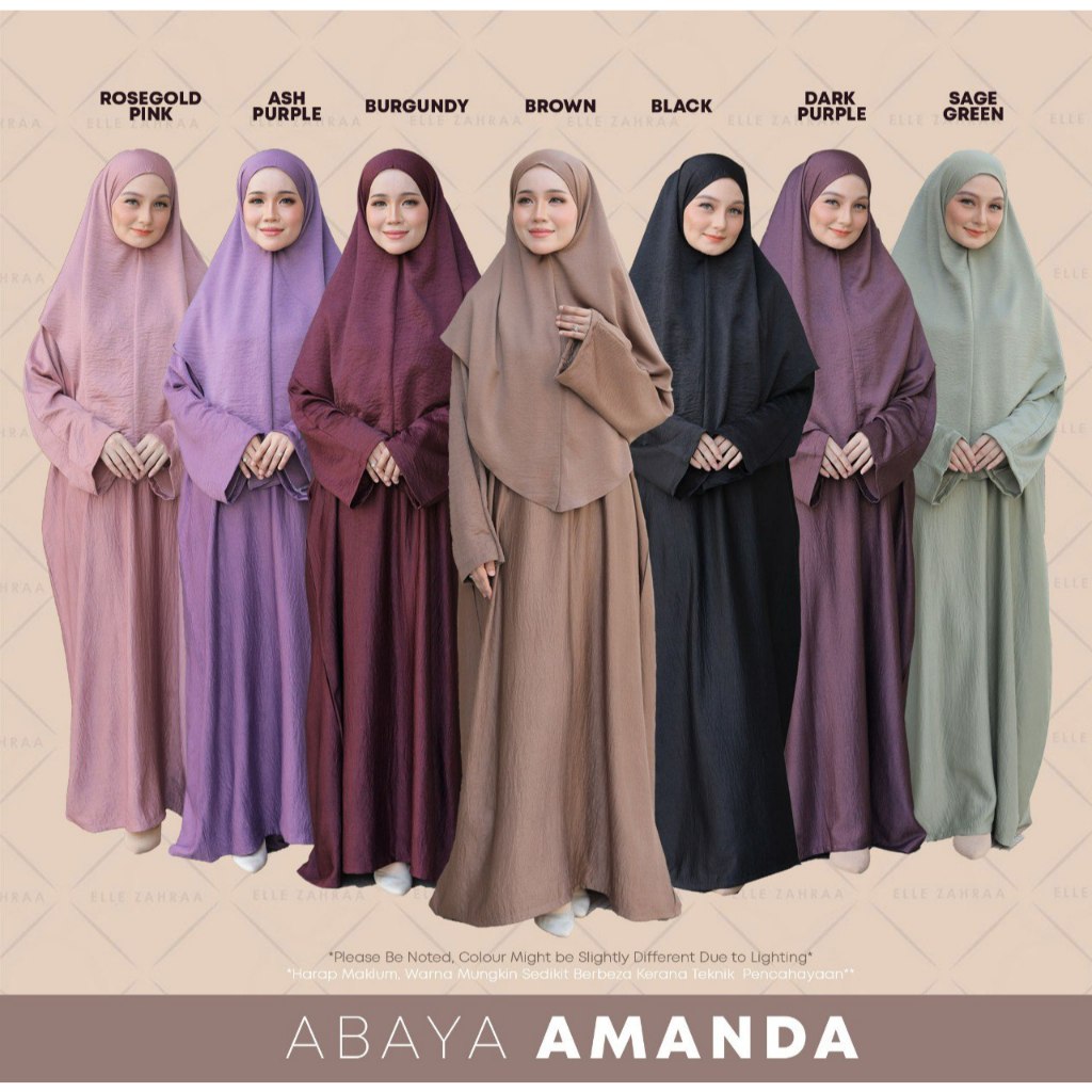 ABAYA AMANDA | ABAYA SET TUDUNG | MATERIAL AIRFLOW | Shopee Malaysia