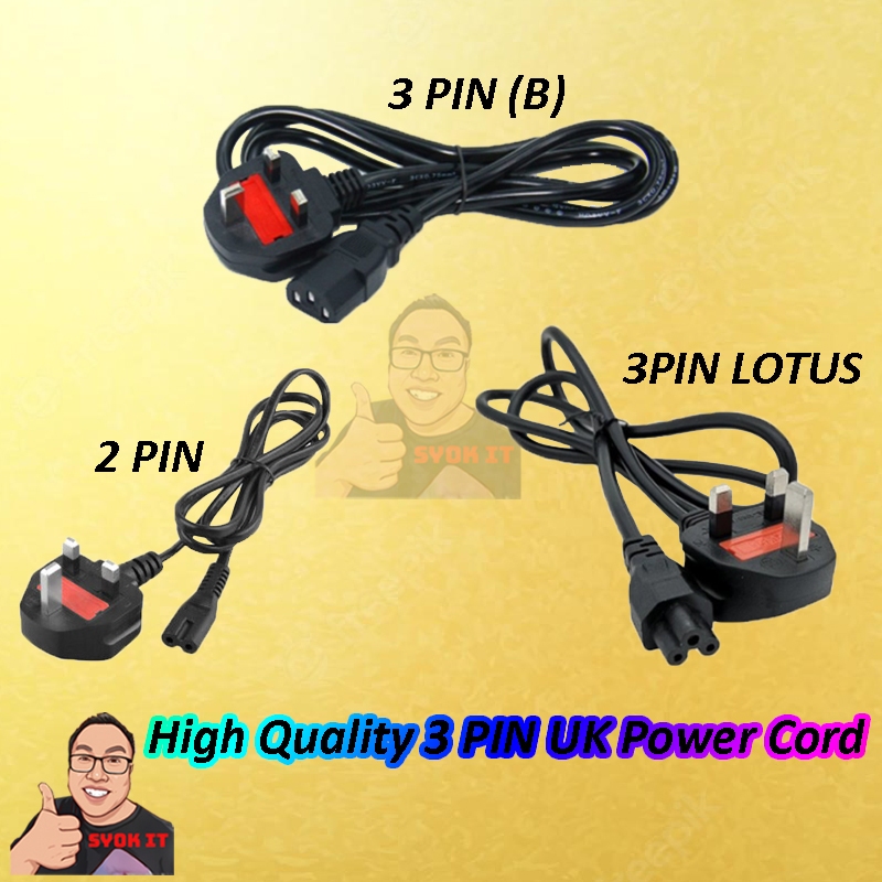 Power Cord Cable UK 3 Pin 13A Fuse for Laptop Desktop PC Monitor ...