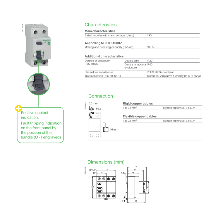 Schneider EASY9 RCCB/ ELCB 25A/40A/63A 2POLE 10MA/30MA/100MA RESIDUAL ...