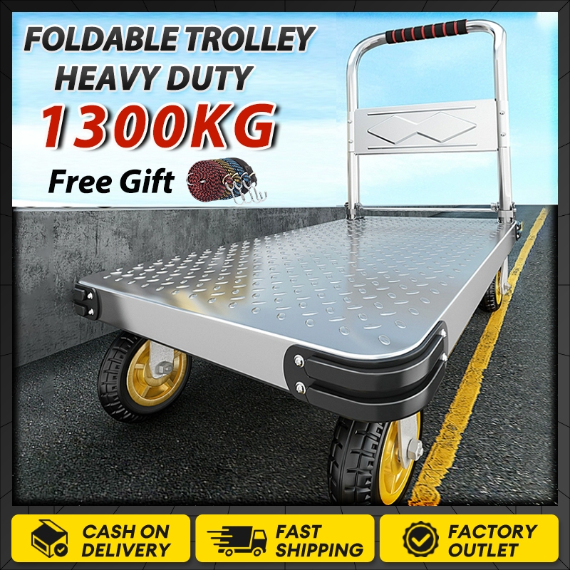 Trolley Portable Hand Truck Iron PVC Foldable Small Trolley Barang ...