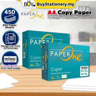 PaperOne A4 Paper 450 Sheet 70gsm 80gsm -(REAM) Kertas A4 White ...