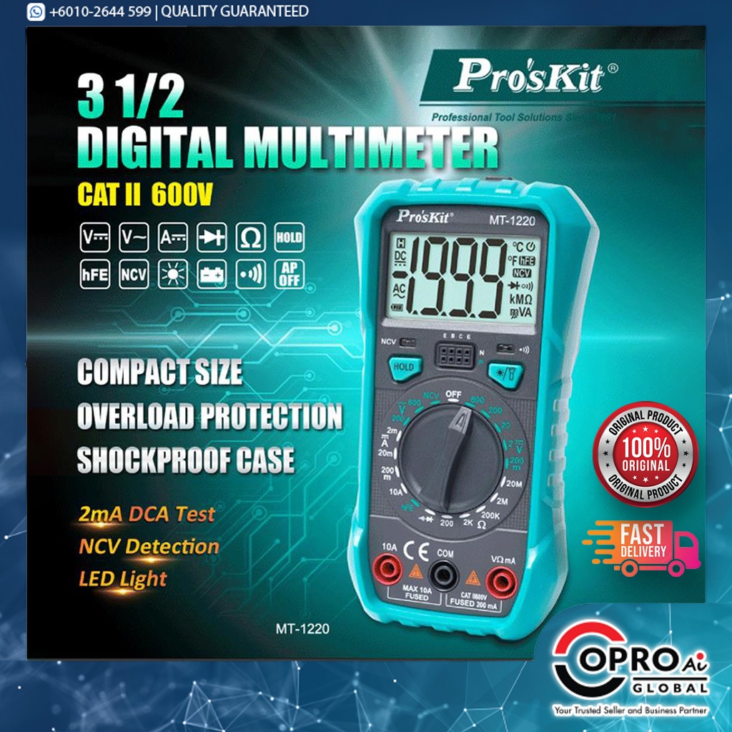 [Test Passed] Proskit® TAIWAN 3 1/2 Digital Multimeter | MT-1220 ...