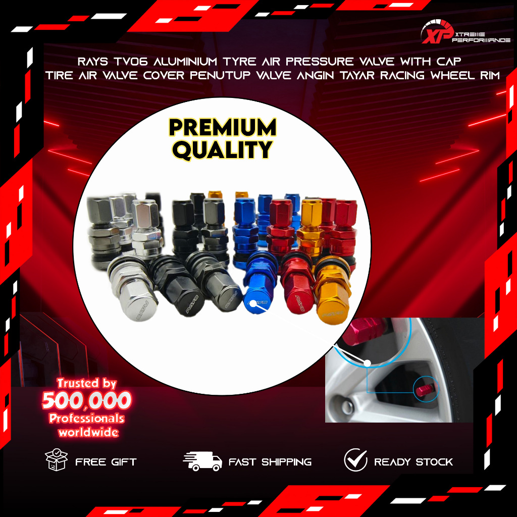 Rays TV06 Aluminium Tyre Air Pressure Valve with Cap Tire Air Valve ...