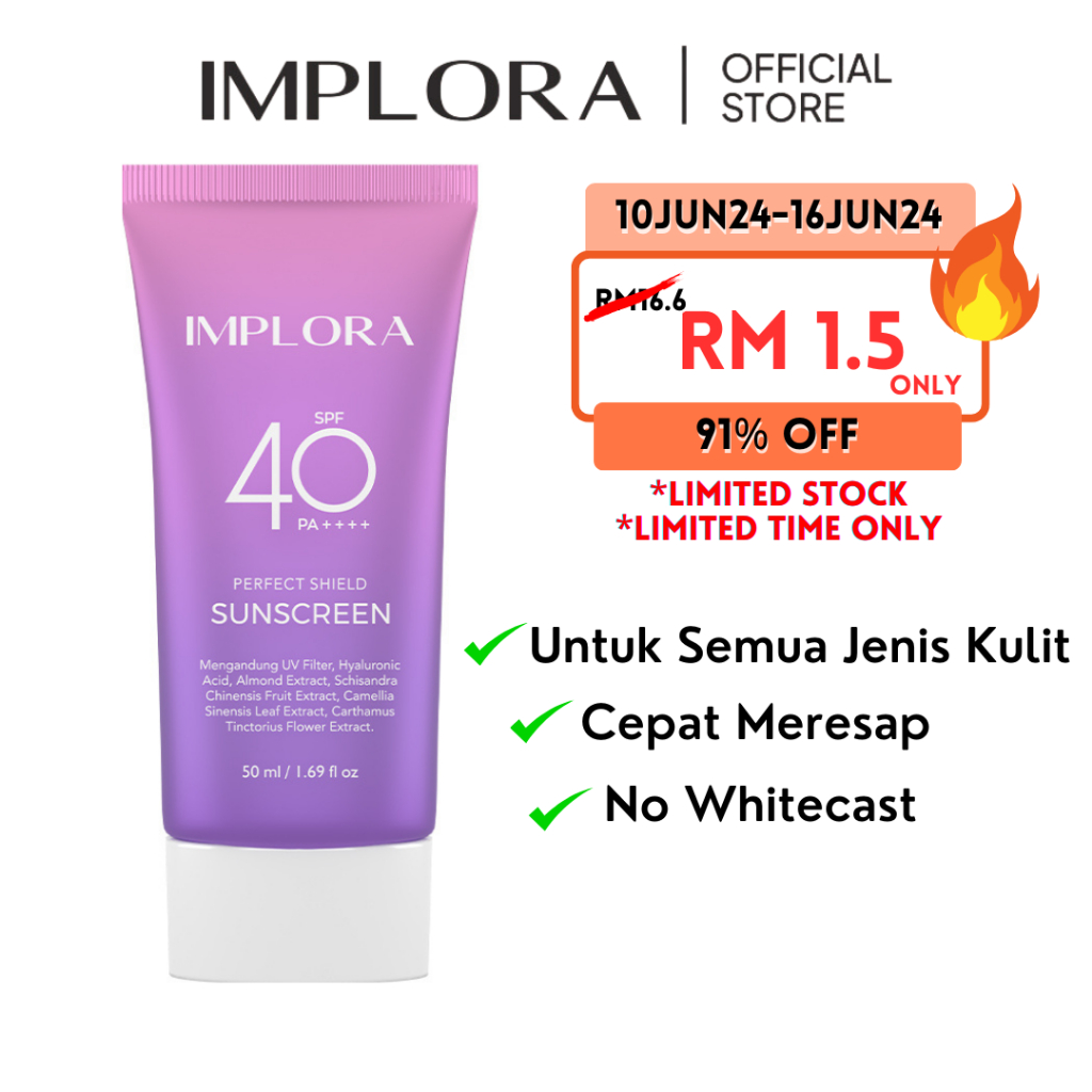 Implora Perfect Shield Sunscreen Oily Skin Suncream Sunblock Sun Cream ...