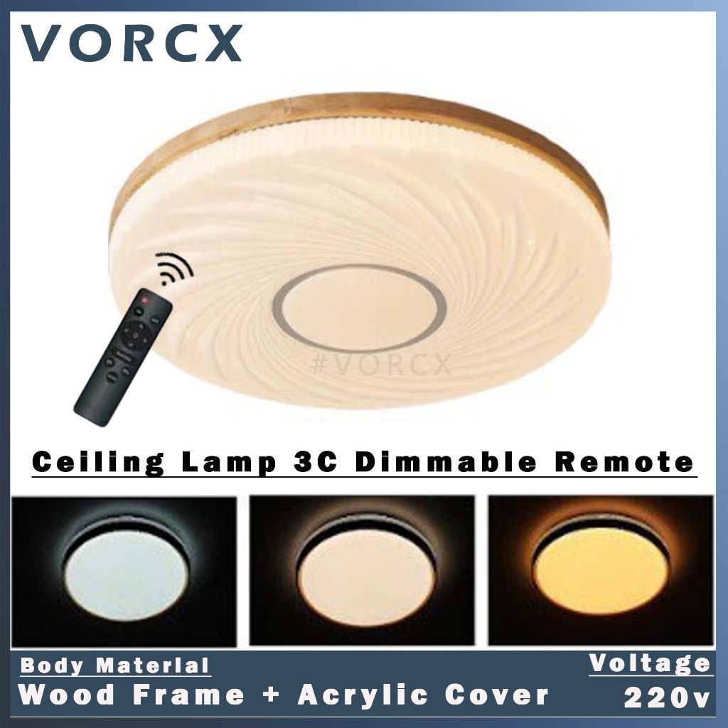 MS Wood LED Ceiling Light Surface Mount Downlight Remote Control ...