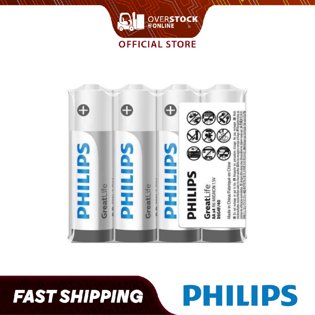 PHILIPS R6 Zinc Chloride Battery with AA Size & 3 Years Shelf Life for ...