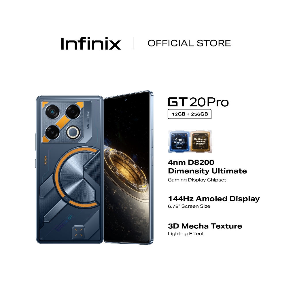 Infinix GT20 PRO 256GB+12GB(UP TO 24GB) MediaTek D8200 4nm + Gaming Display Chip 120fps+144Hz ...
