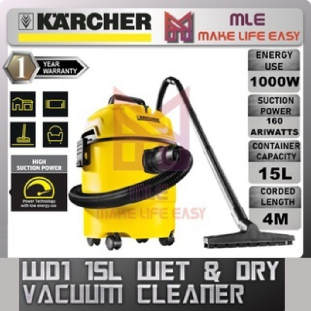 KARCHER WET AND DRY VACUUM WD1 CLASSIC (LATEST MODEL 1200W) - 1 YEAR ...
