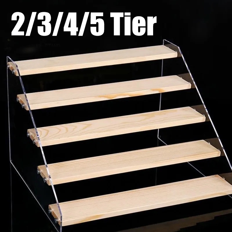 2/3/4/5 Tier Wooden Acrylic Display Stand Animation Model Riser Counter ...