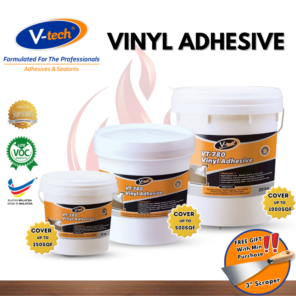 Vtech VT-780 5KG/10KG/20KG Vinyl Adhesive Sealant Flooring Glue Gam ...