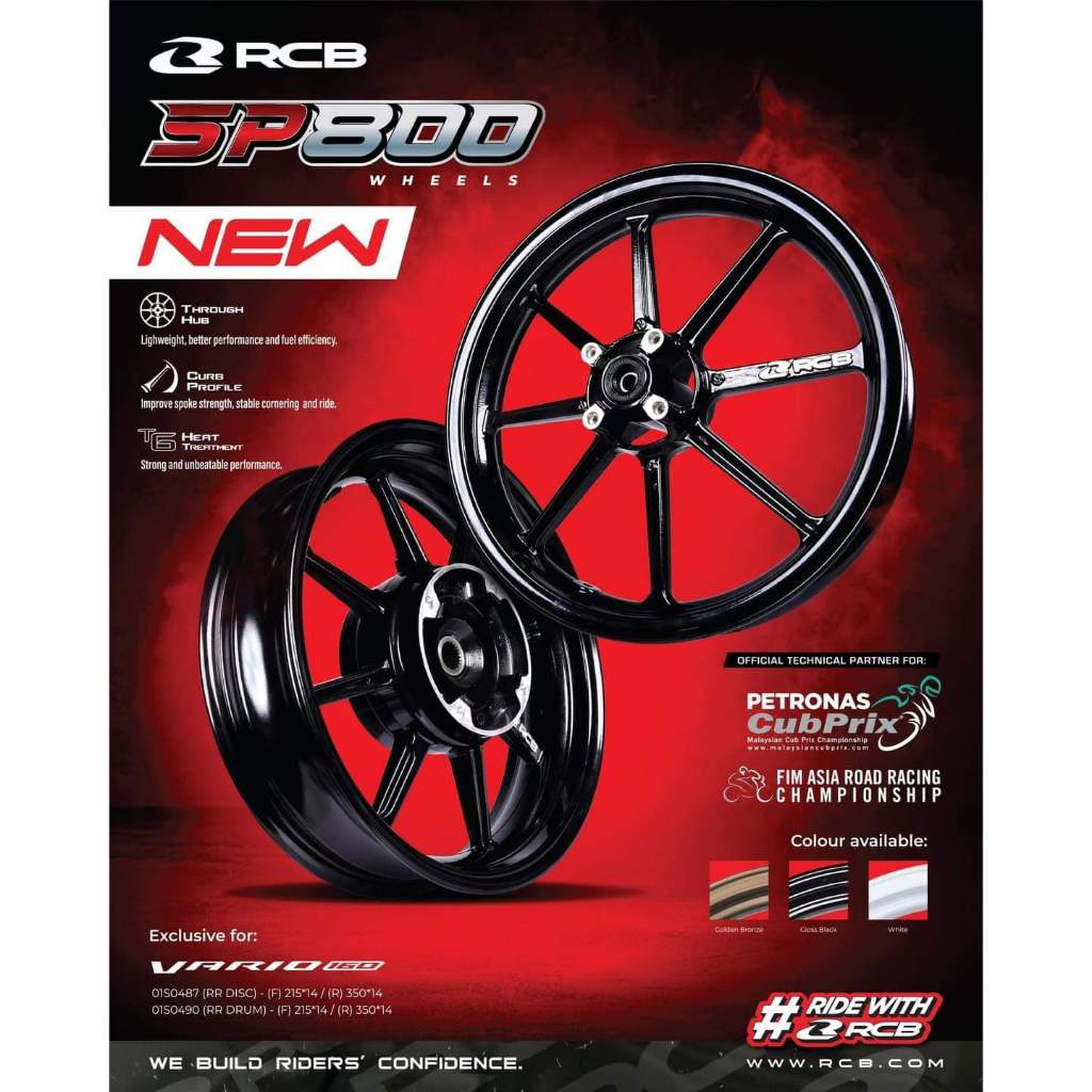 LATEST RCB SP800 SPORT RIM HONDA VARIO 160 VARIO160 HONDA 215/350-14 ...