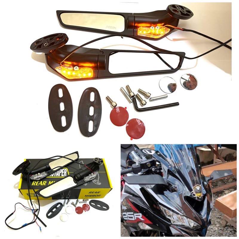 Signal LED Adjustable Stealth Winglet Rear View Side Mirror Cermin ...