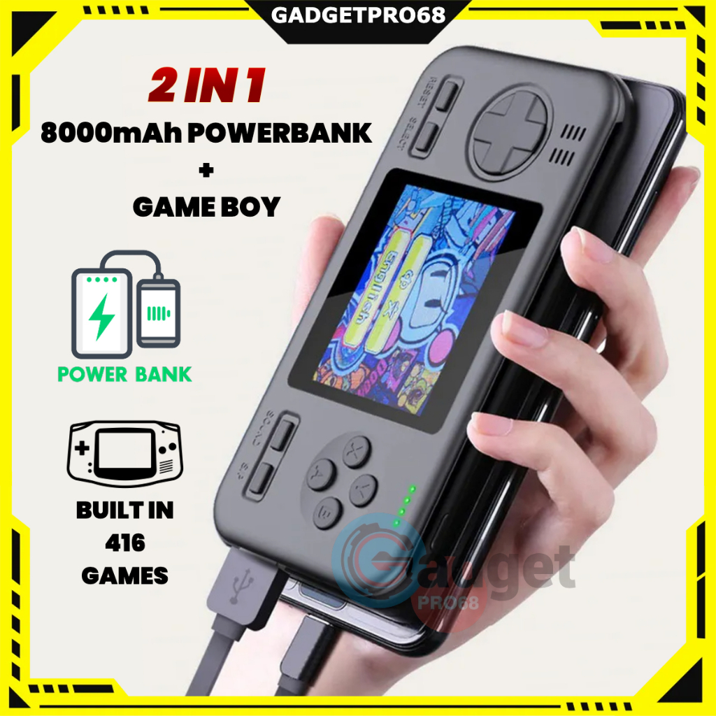 8000mAh + Powerbank Handheld 416 Games Console Mario Retro Gameboy ...