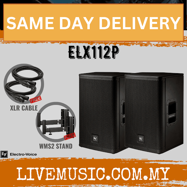 EV Electro-Voice ELX112P 1000W 12" Powered Speaker With Speaker Stand And Cable - Each / Pair ...
