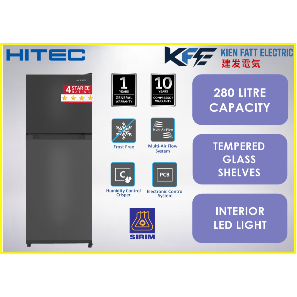 Hitec 2 Door Fridge 280 Litre HTRF280 | Shopee Malaysia