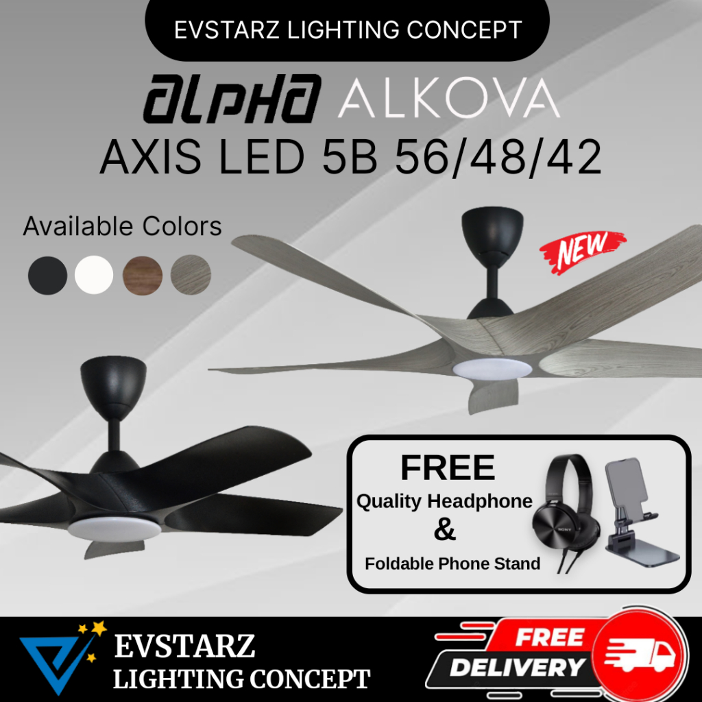 ALPHA ALKOVA AXIS LED 5B 56/48/42 Inches DC Motor Ceiling Fan with ...
