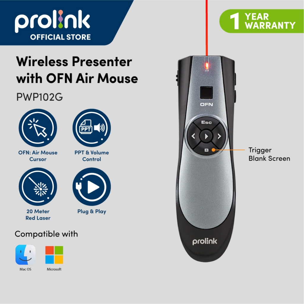 Prolink Wireless Presenter with Air Mouse Sirim & MCMC Approved [Free ...