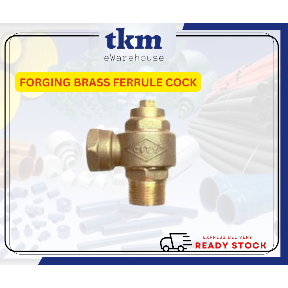 [TKM] G 1/2" 3/4" 1" / 15MM 20MM 25MM / CITY BRAND FERRULE COCK BRASS ...