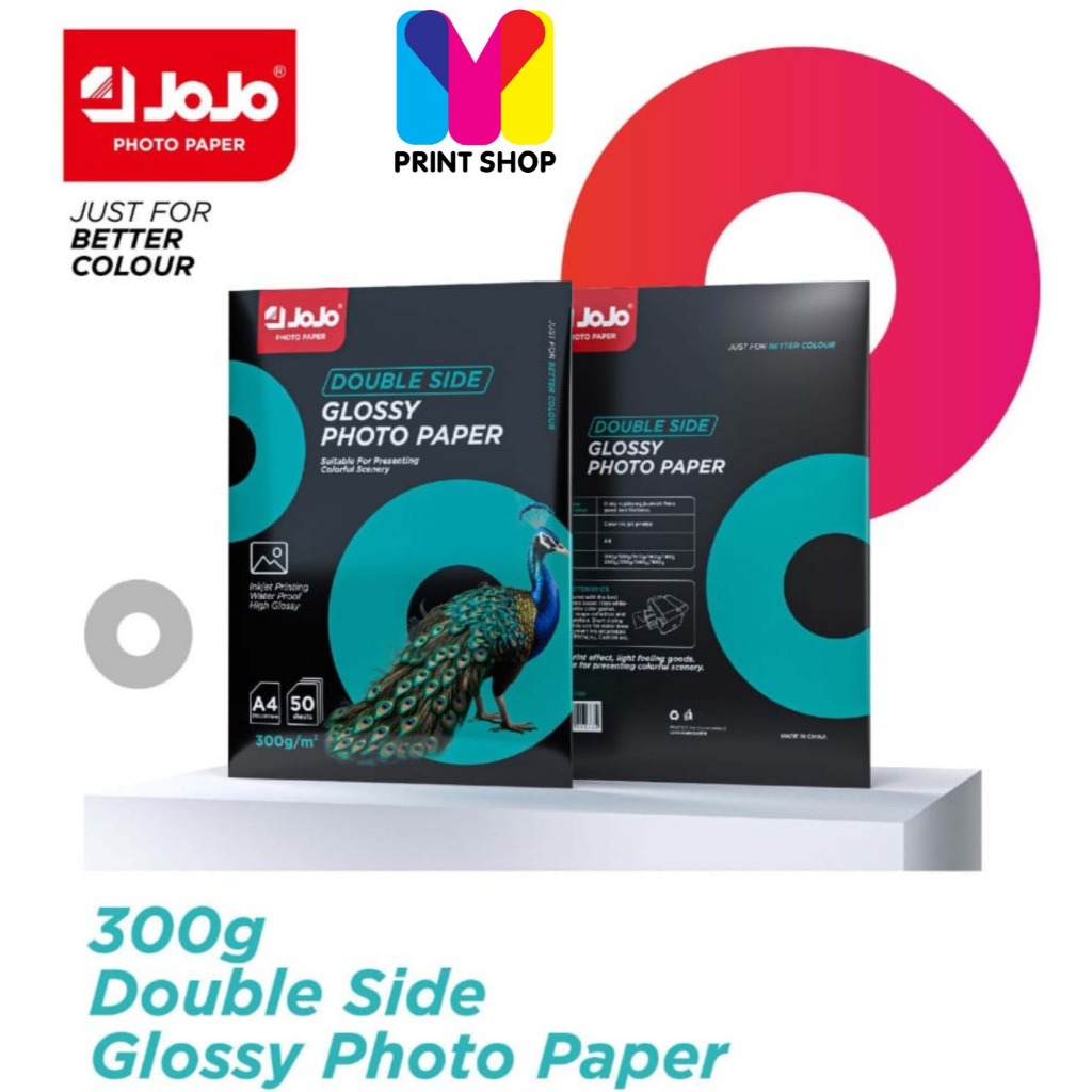 [ 300GSM DOUBLE SIDED ] A4 50 SHEETS JOJO WATER RESISTANT GLOSSY PHOTO ...