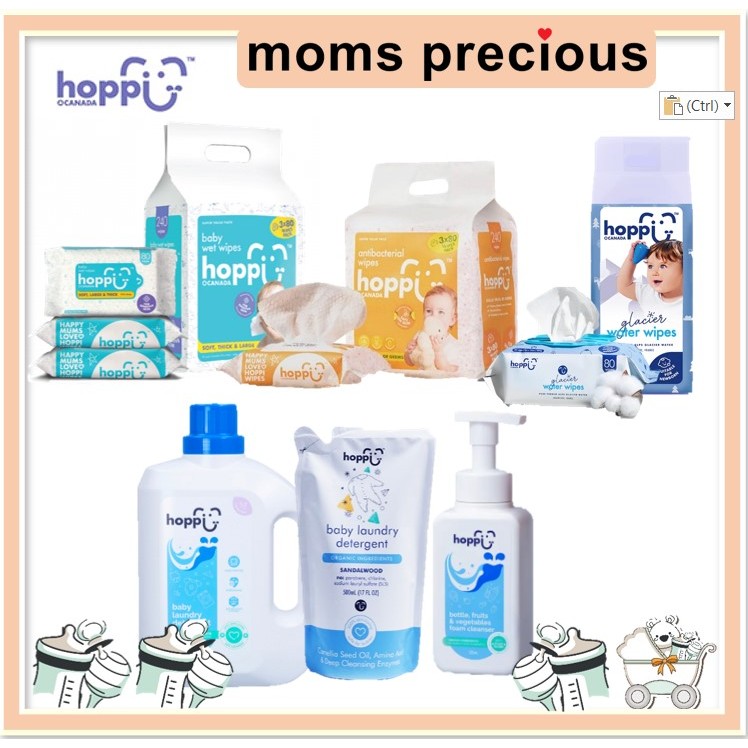 Hoppi Premium 99% Baby Water Wet Tissue/Glacier Wipes /Antibacterial Wipe /Laundry Detergent ...