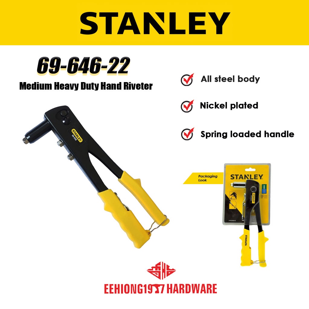 STANLEY 69-646-22 HAND RIVETER MEDIUM DUTY Blind Rivet Gun 69-646 Rivet ...