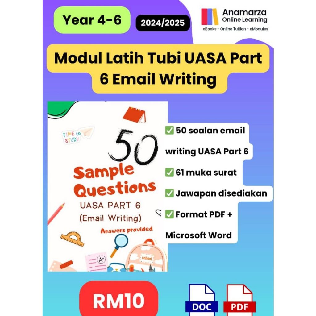 [ SOFTCOPY | PDF ] 50 Sample Questions UASA Part 6 (Email Writing) | Shopee Malaysia