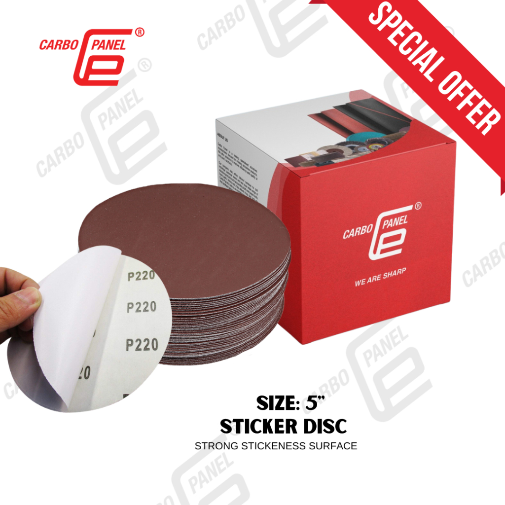 CARBO PANEL 100pcs 5" Inch PSA Sanding Disc 125mm Red Round Sticker ...