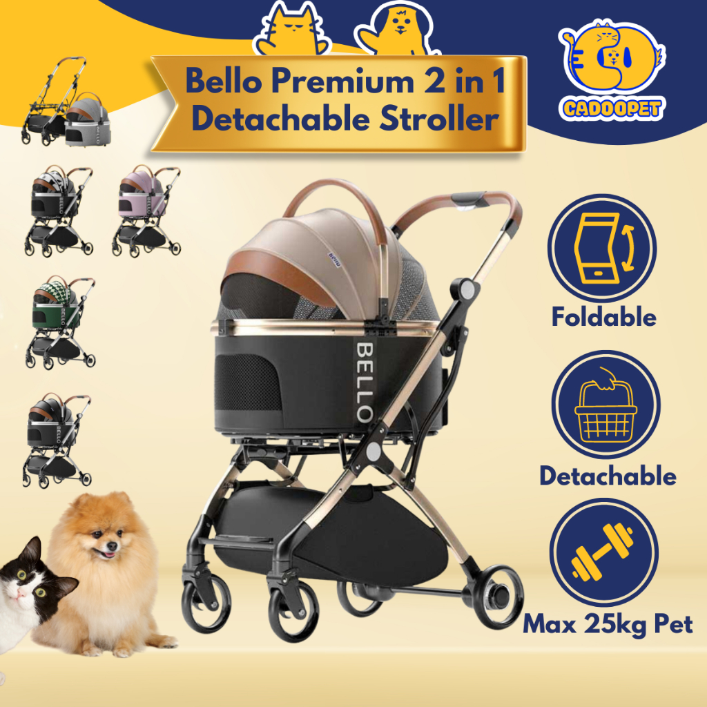 Pet Stroller Foldable 4 Wheel Bello Pet Trolley for Dog and Cat 2 Layer ...