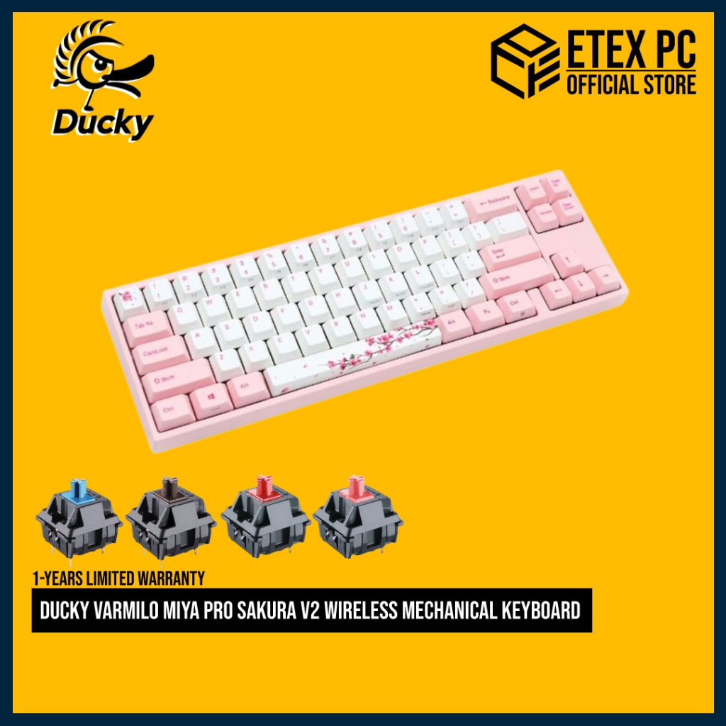 Ducky Varmilo Miya PRO Sakura V2 Wireless Mechanical Keyboard ( Mx Blue ...