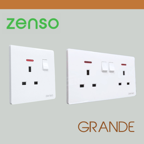 Zenso Grande G3013 G3213 13A 1 Gang/2 Gang Flat Pin Switched Socket ...