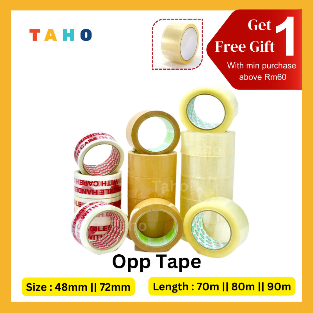 OPP Tape 48mm x 90m x 50mic / Brown Tape Fragile Tape 48mm X 50y Carton ...