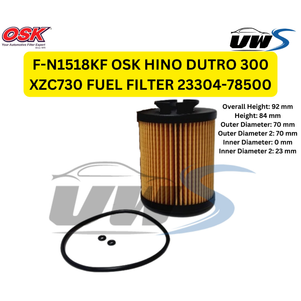 F-N1518KF OSK HINO DUTRO 300 XZC730 FUEL FILTER 23304-78500 | Shopee ...
