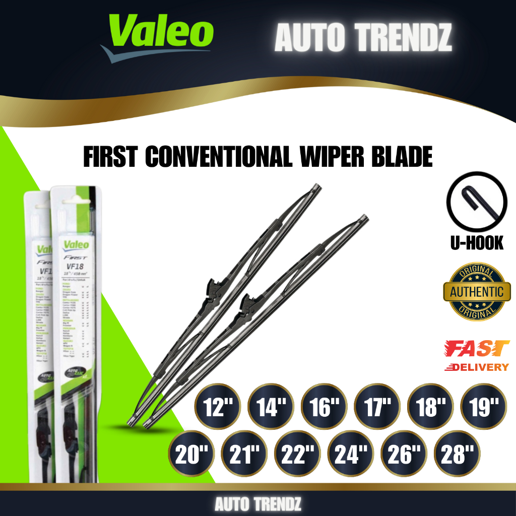 VALEO FIRST Conventional Wiper Blade | 1 PC | 12" 14" 16" 17" 18" 19 ...