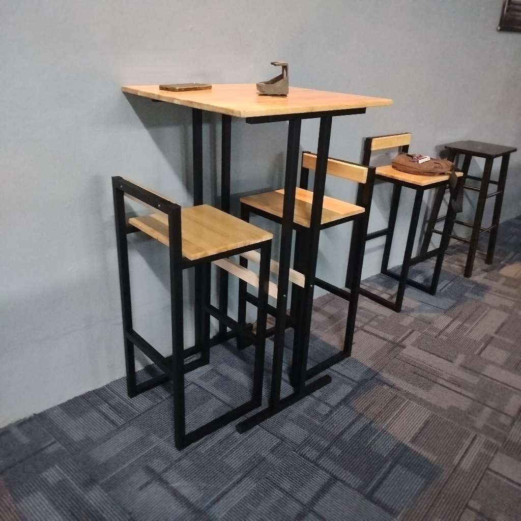 [sedia stok] Meja kopi tinggi dengan meja kopi bar / bar set. meja kopi ...